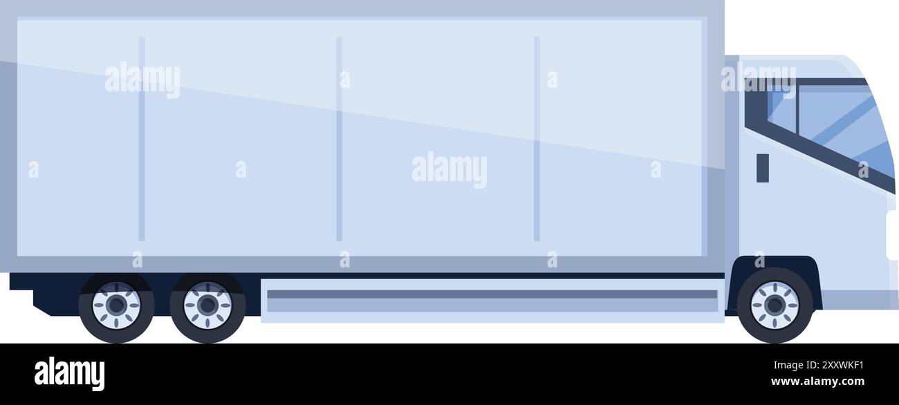 Big modern white truck delivering goods using clean energy, side view ...