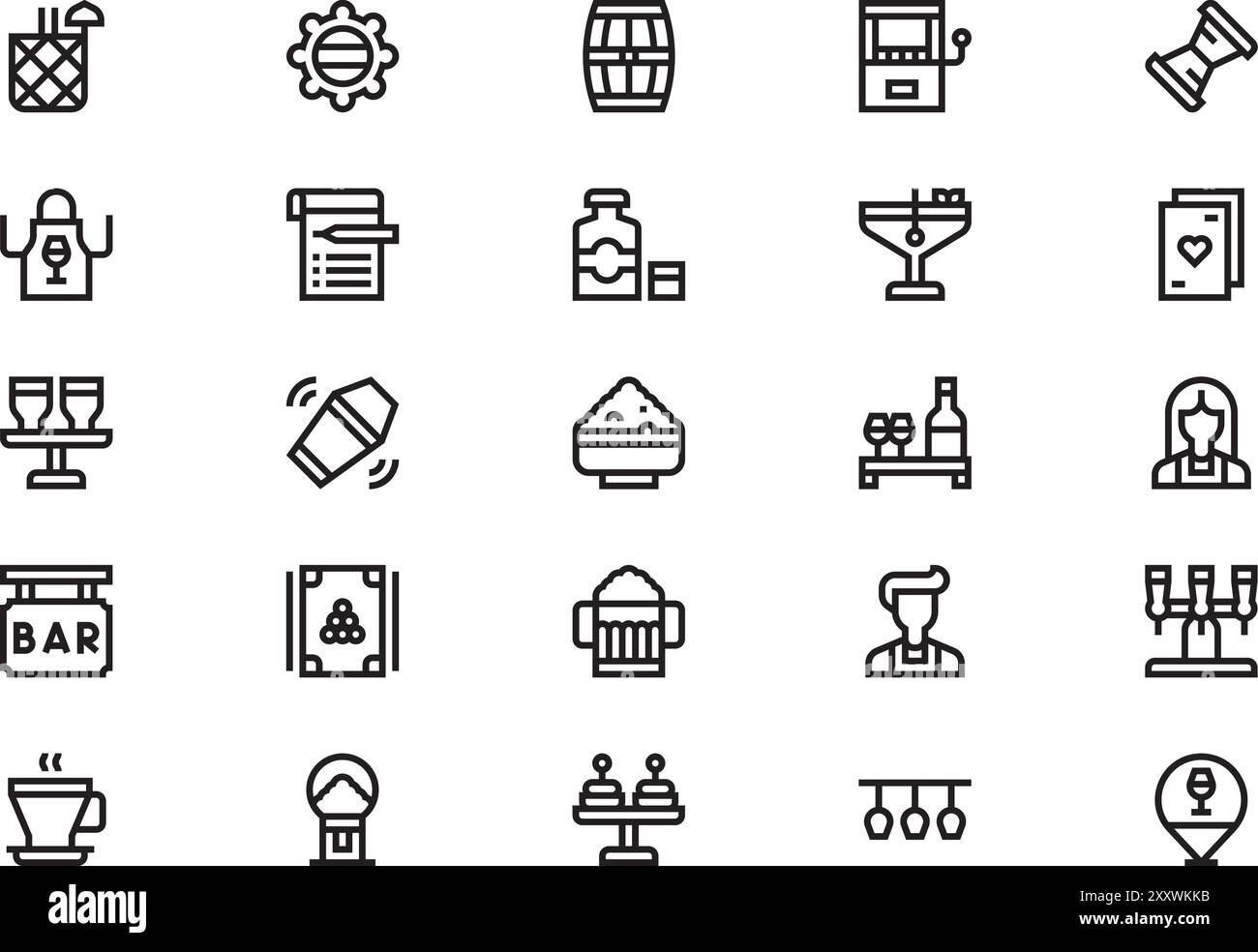 Bar icons collection is a vector illustration with editable stroke ...