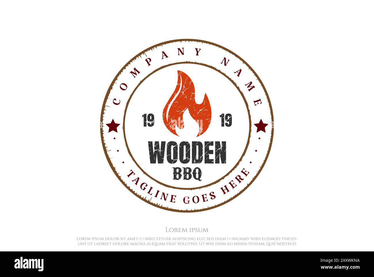 Rustic Barbeque BBQ Barbecue Grill Stamp Logo Design Vector Stock ...