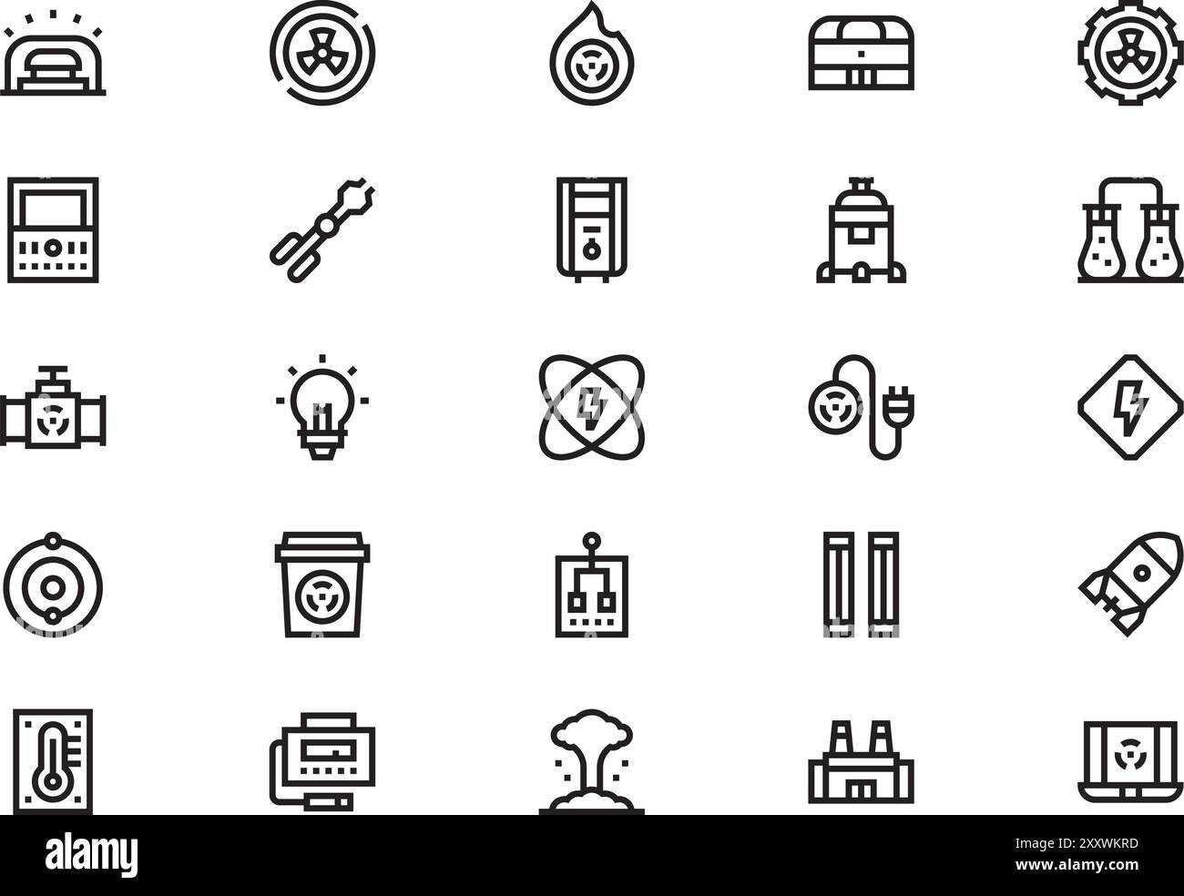 Nuclear energy icons collection is a vector illustration with editable ...