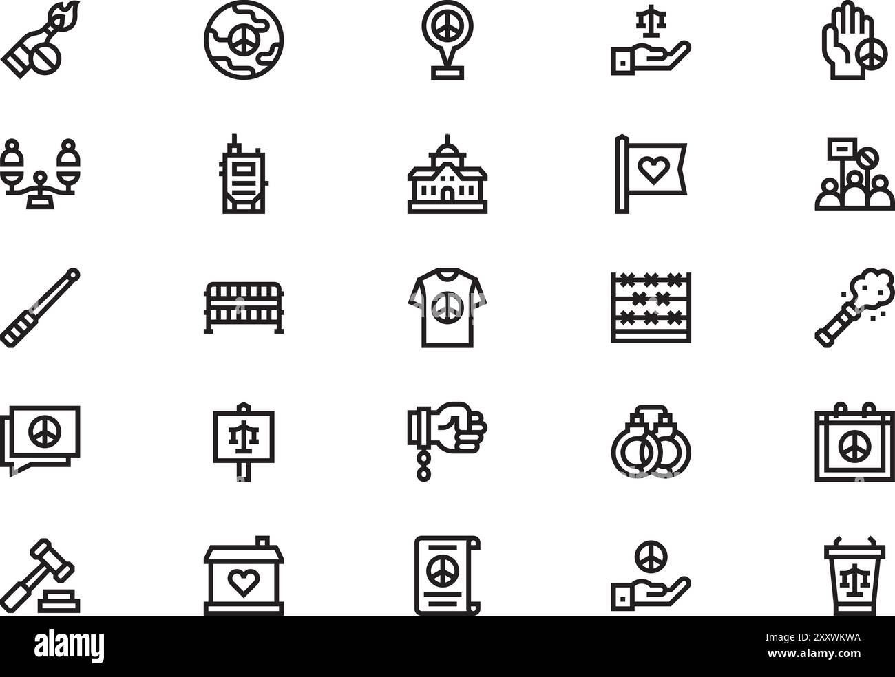 Civil rights movement icons collection is a vector illustration with ...
