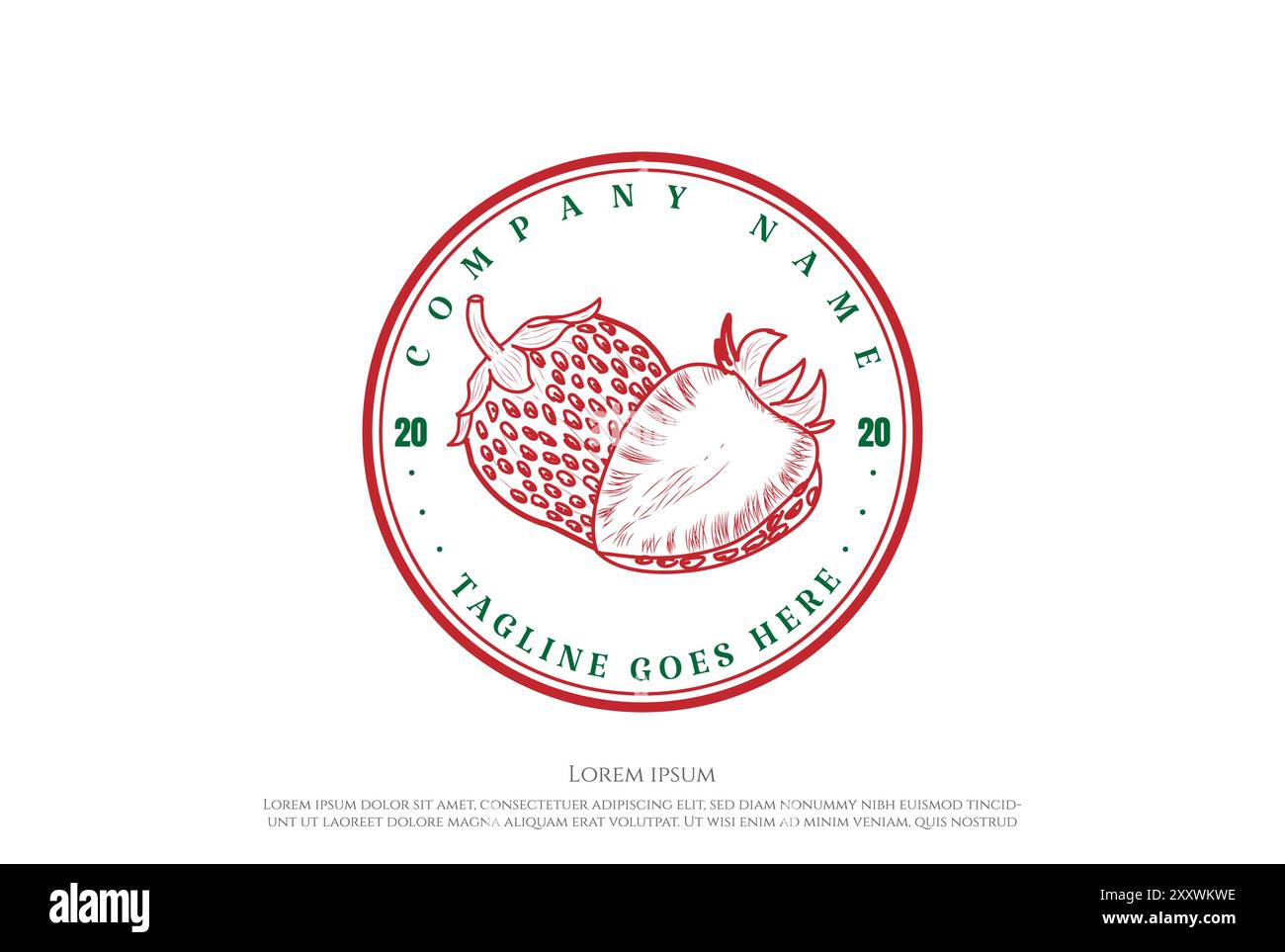 Vintage Retro Fresh Strawberry Fruit Farm Label Logo Design Vector ...