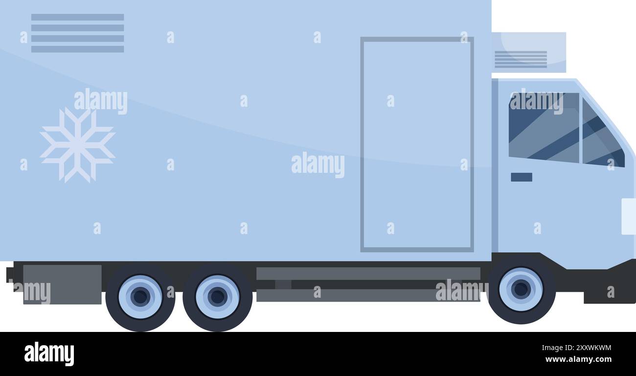 Refrigerated truck transporting frozen food delivering goods to the ...