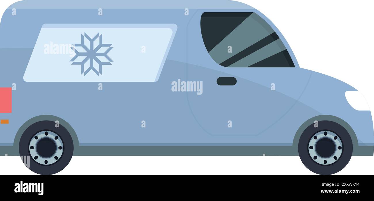 Simple vector illustration of a refrigerated van transporting frozen ...