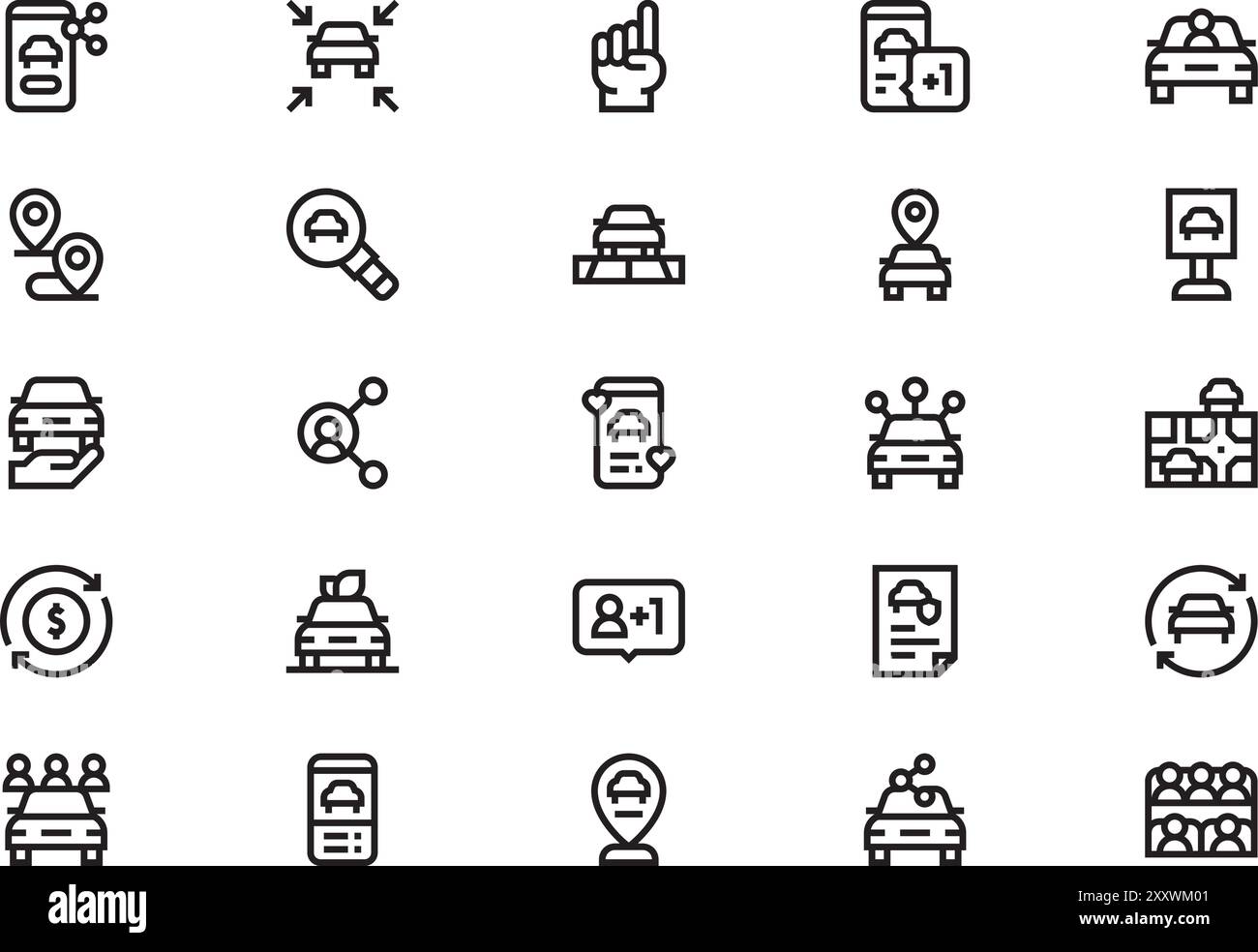 Car sharing icons collection is a vector illustration with editable ...