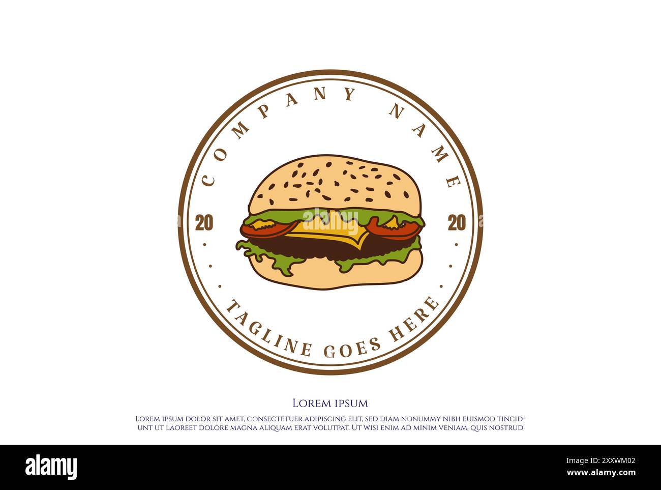 Vintage Retro Classic Burger Stamp Label Logo Design Vector Stock ...