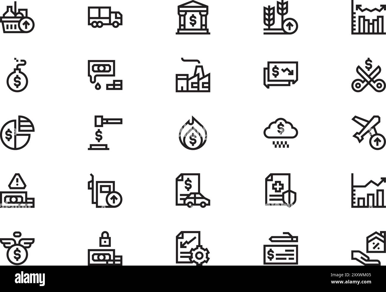 Inflation icons collection is a vector illustration with editable ...