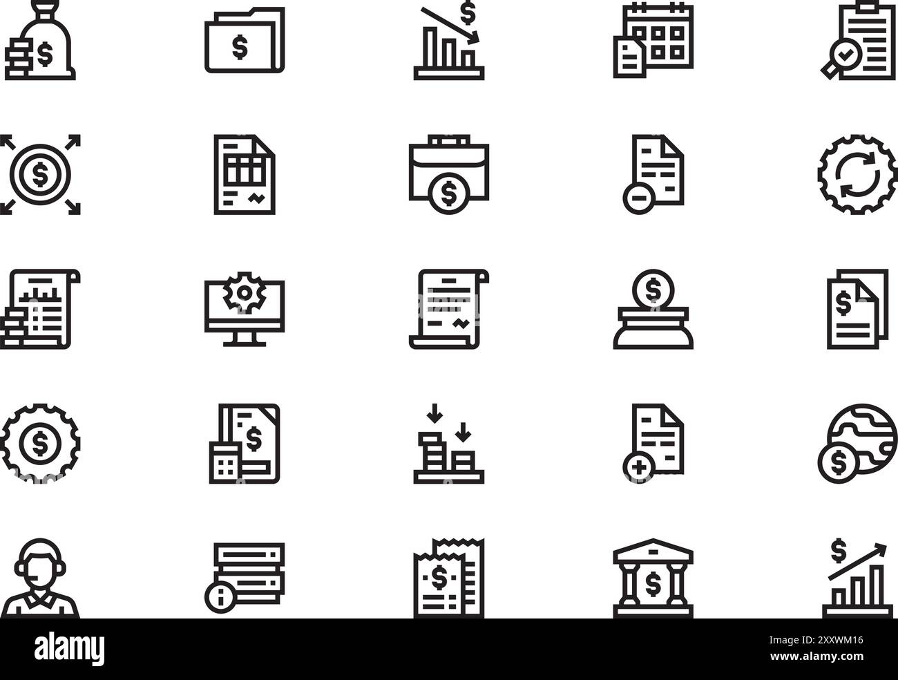Administrative transactions icons collection is a vector illustration with editable stroke Stock ...