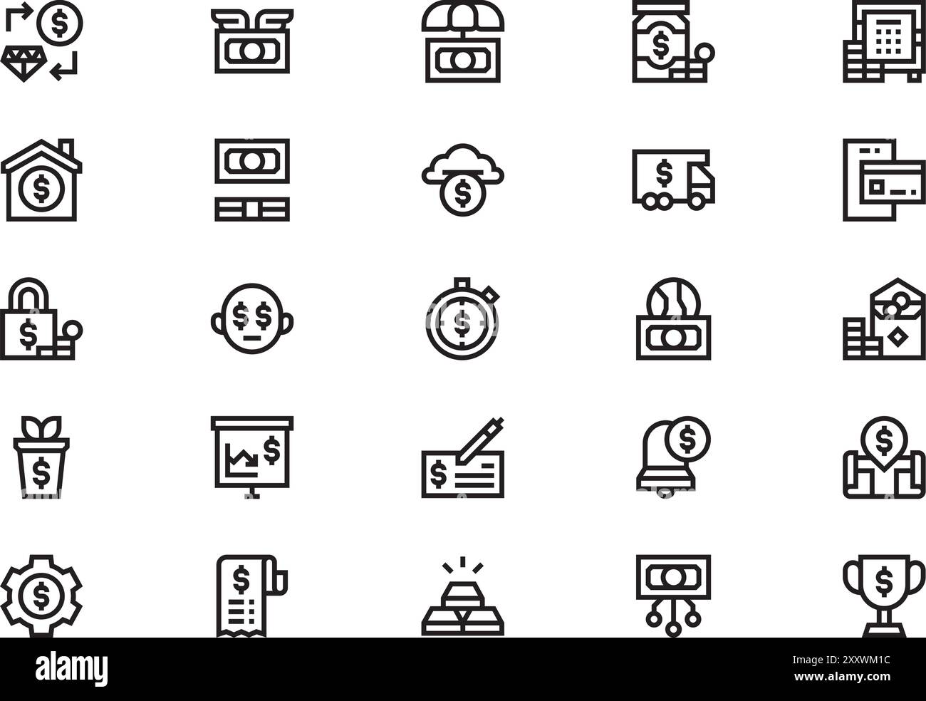 Money icons collection is a vector illustration with editable stroke ...