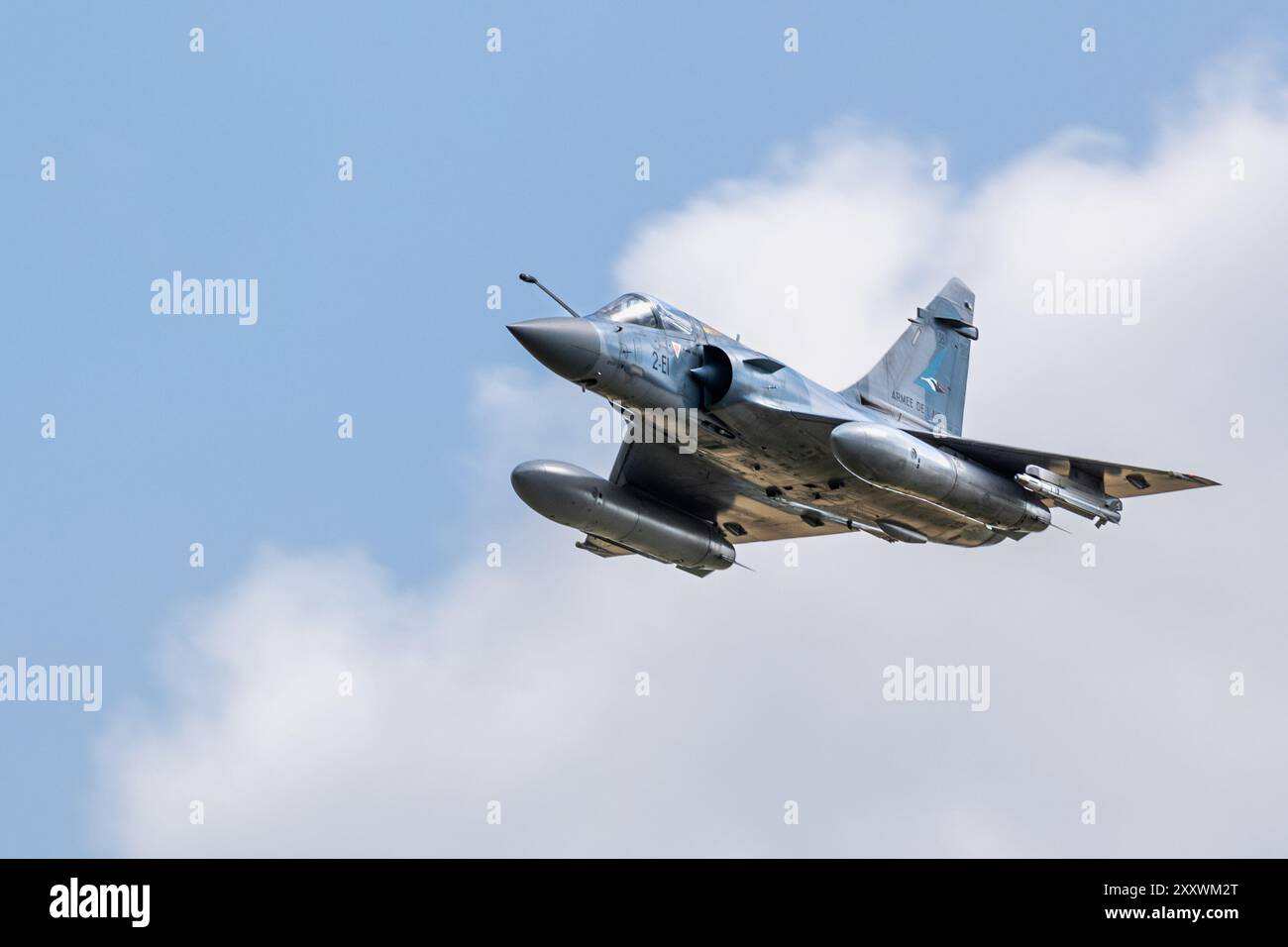 French Air and Space Force - Dassault Mirage 2000-5F, arriving at RAF Fairford to perform at the ...