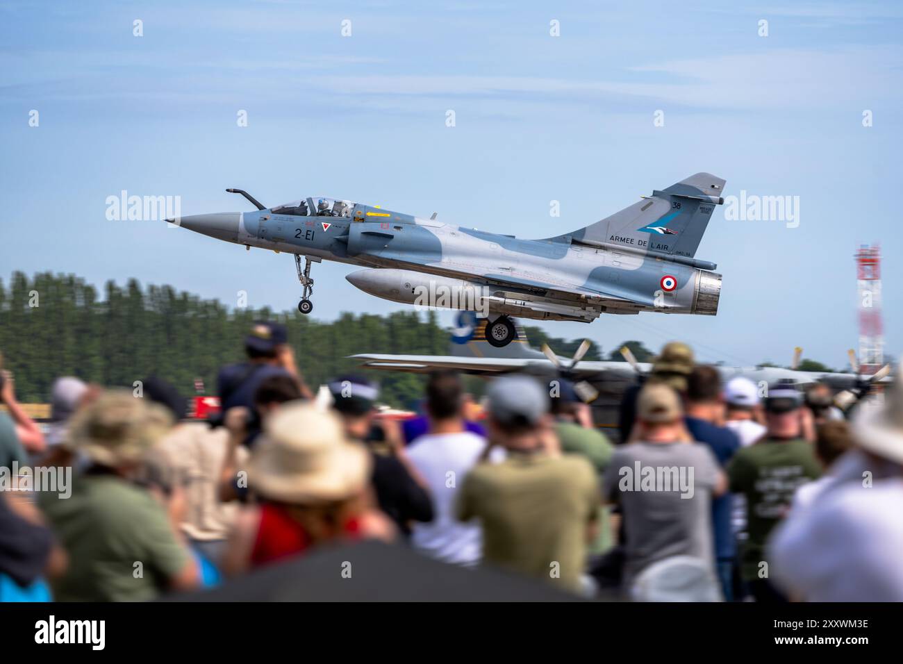 French Air and Space Force - Dassault Mirage 2000-5F, arriving at RAF Fairford to perform at the ...