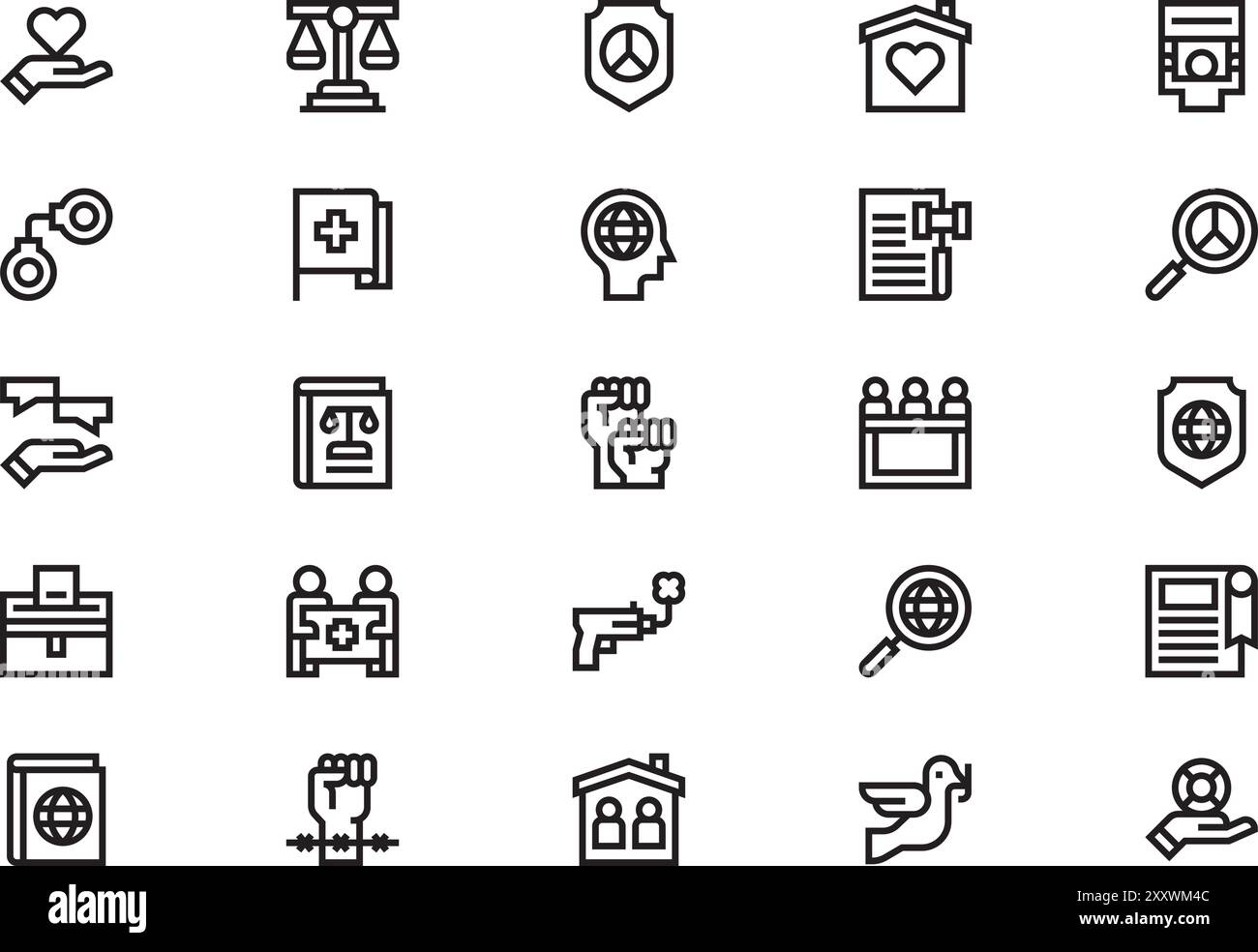 Human rights icons collection is a vector illustration with editable ...