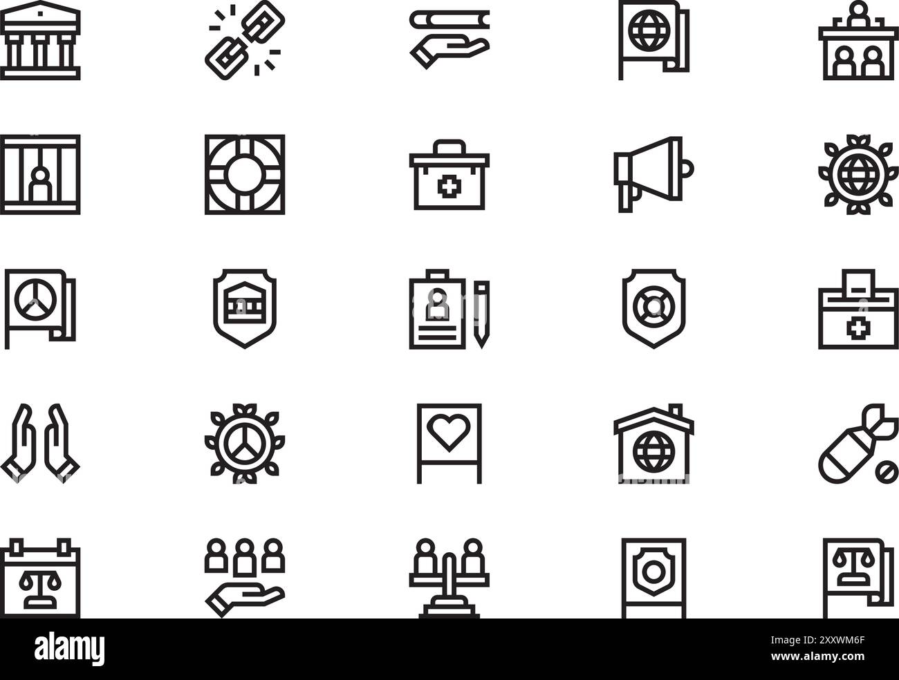 Human rights icons collection is a vector illustration with editable ...