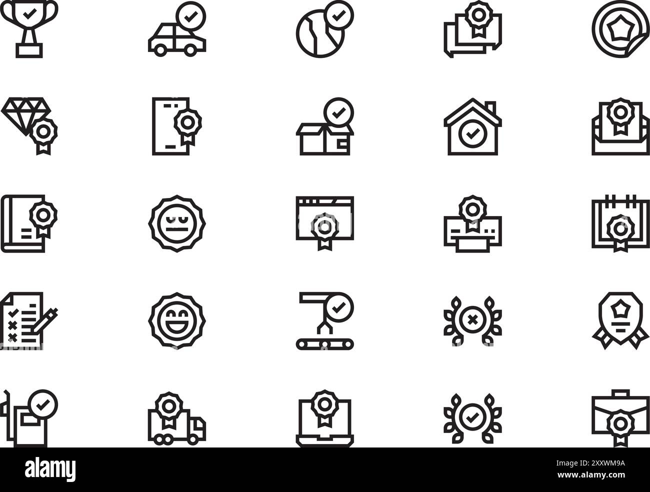 Quality control icons collection is a vector illustration with editable ...