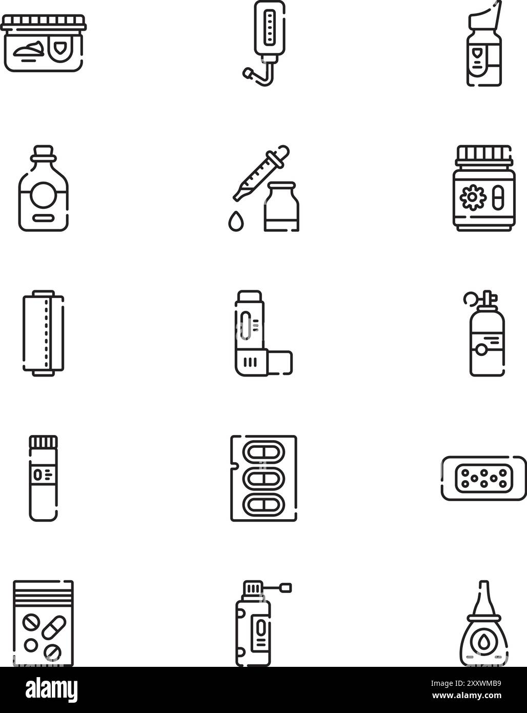 Medicaments icons collection is a vector illustration with editable ...