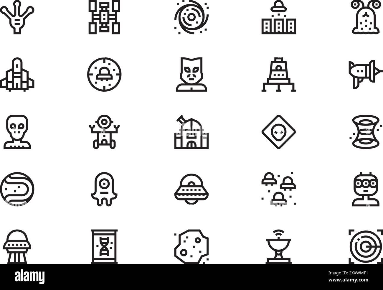 Ufo and aliens icons collection is a vector illustration with editable ...
