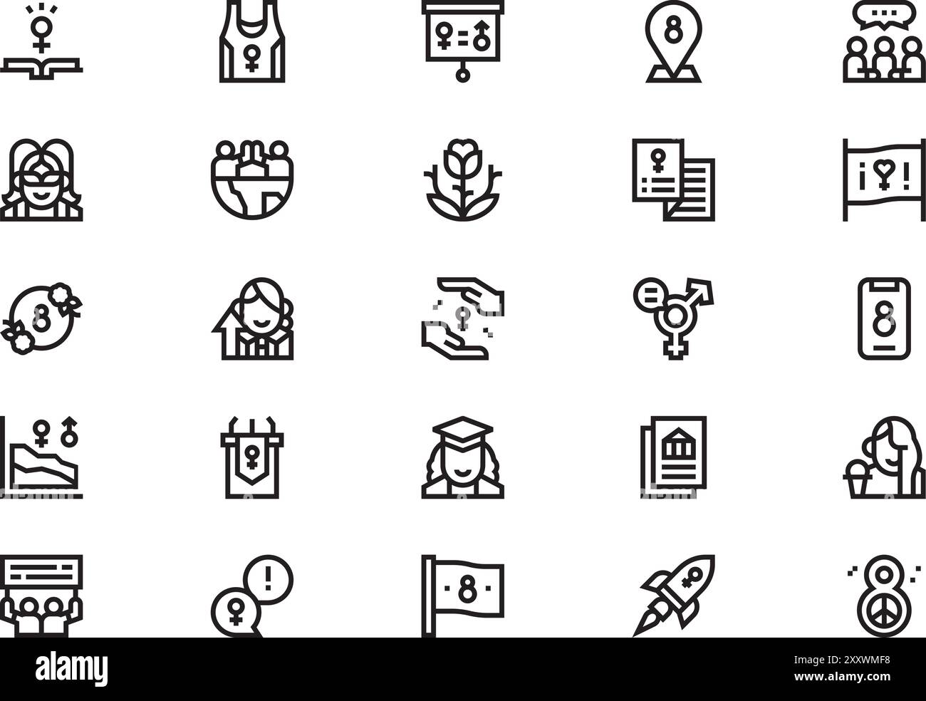 Womens day icons collection is a vector illustration with editable ...