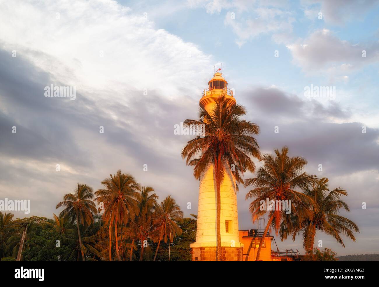 Galle Fort Lighthouse in Sri Lanka at sunset Stock Photo - Alamy