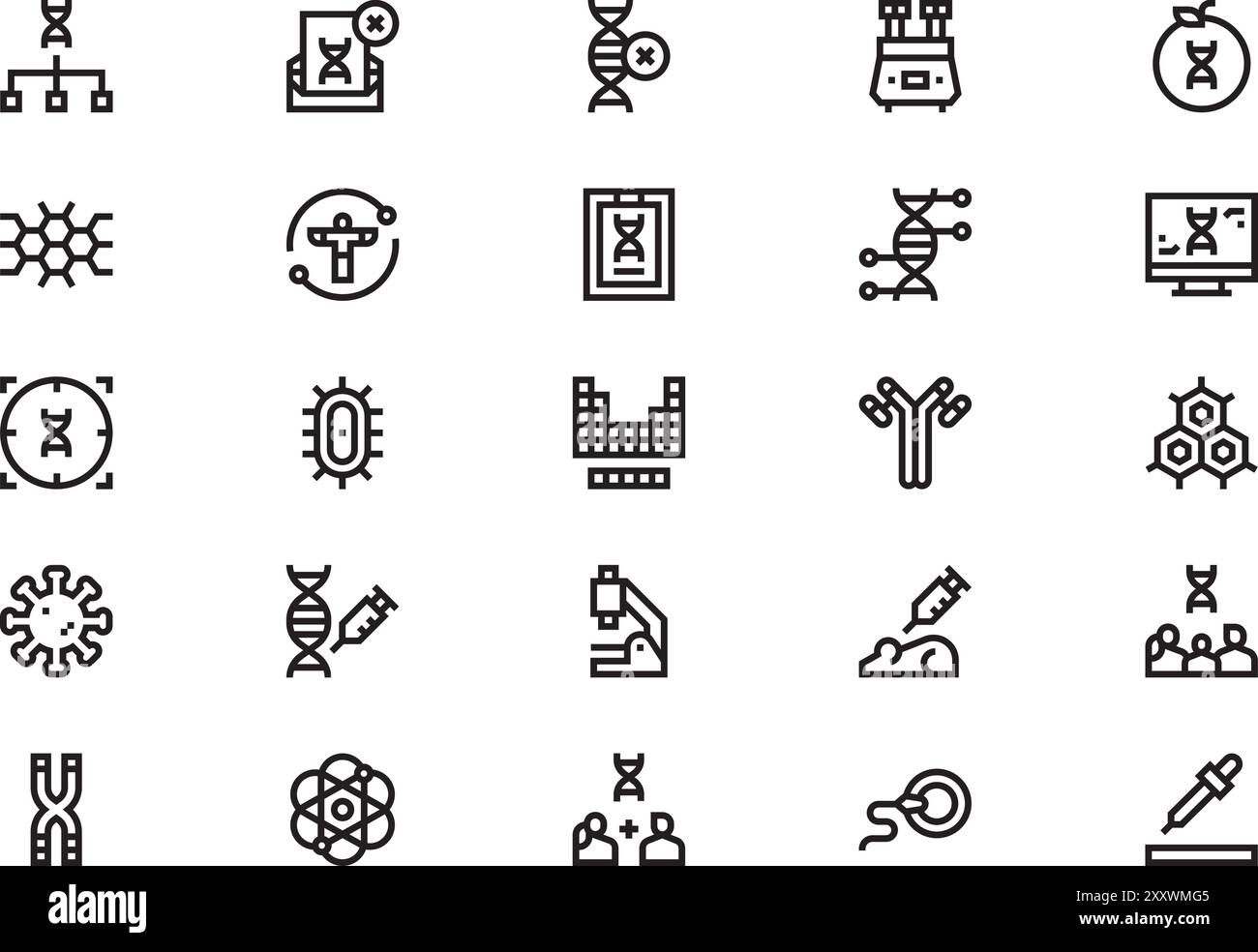 Genetic icons collection is a vector illustration with editable stroke ...