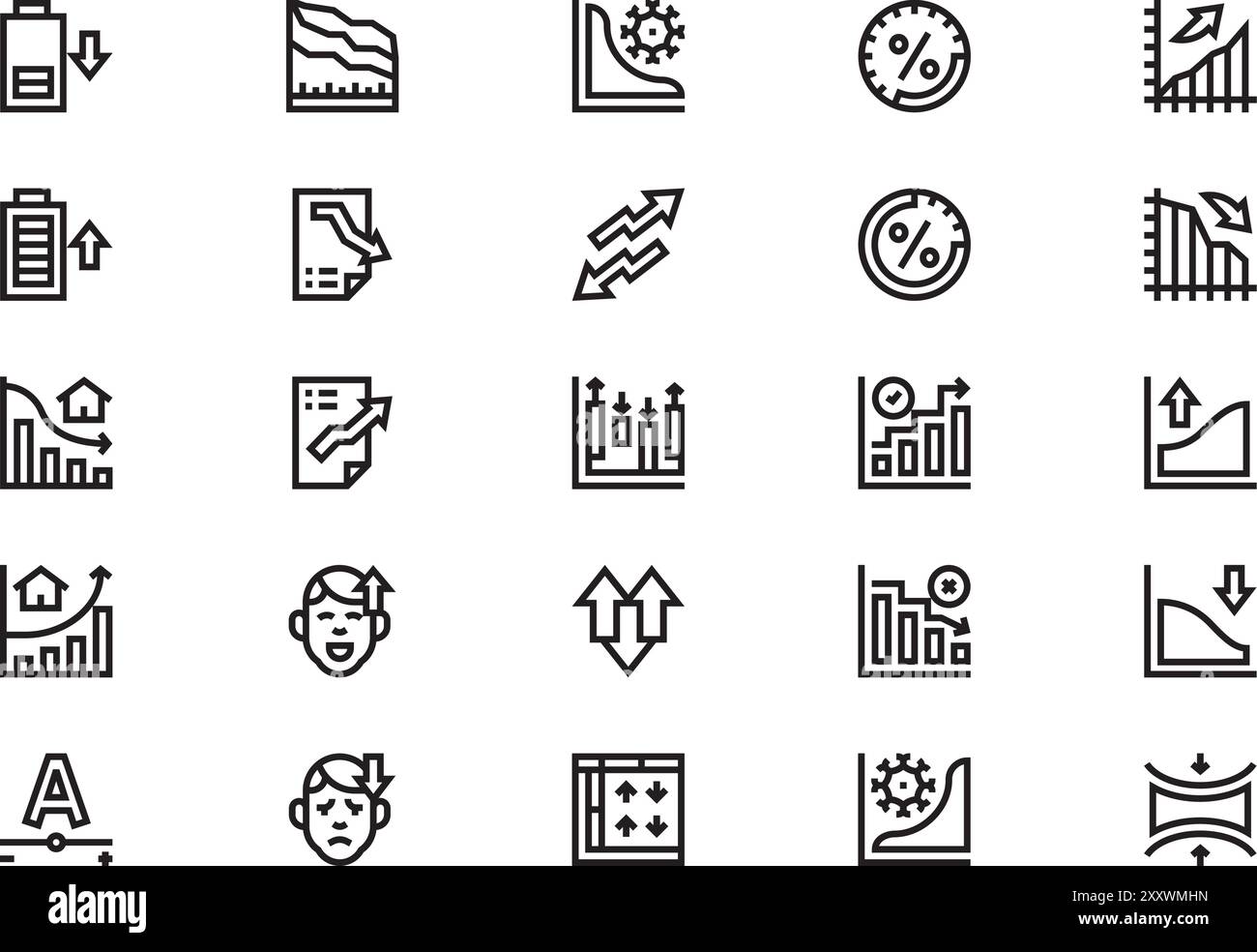 Increase and decrease icons collection is a vector illustration with editable stroke Stock ...