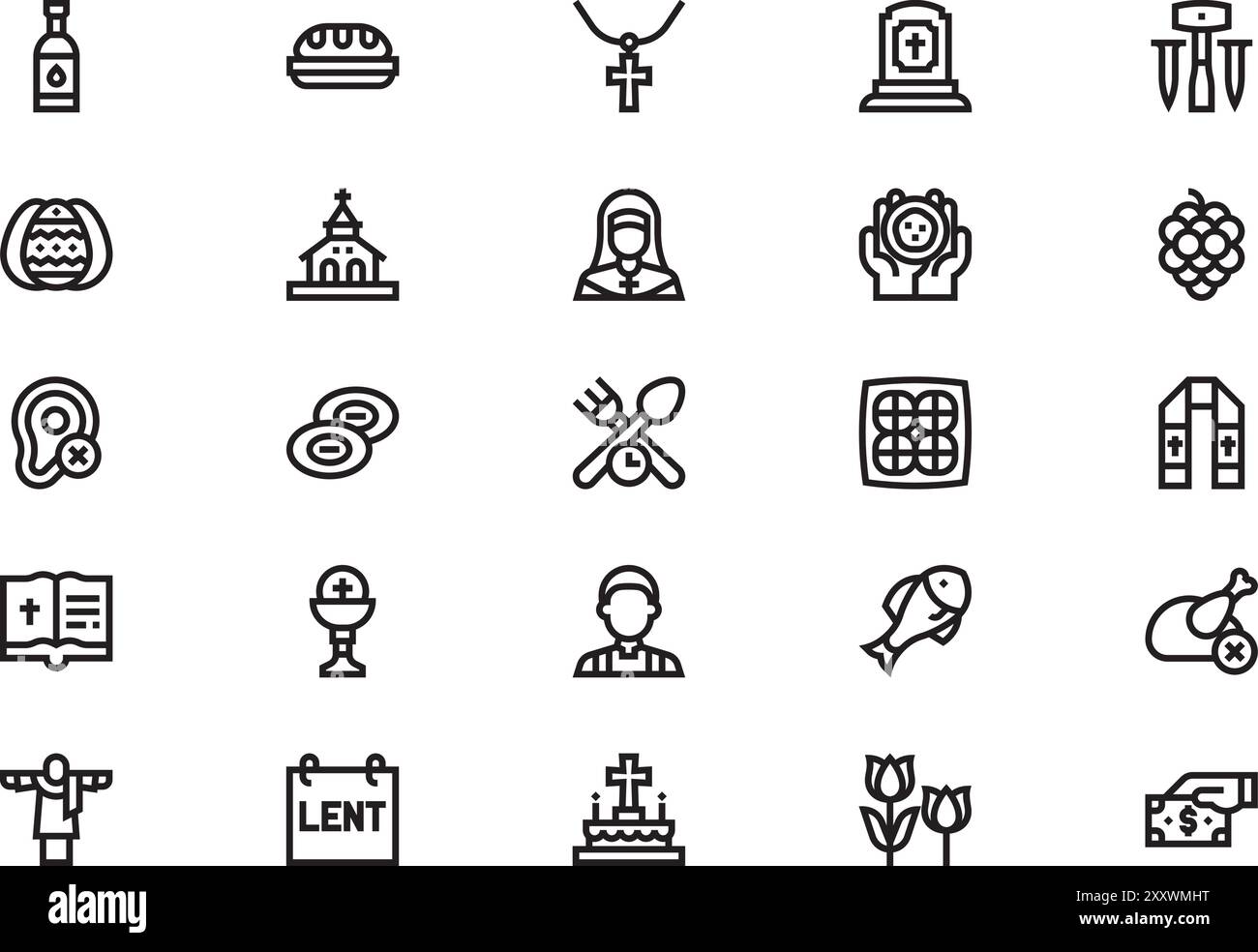 Lent icons collection is a vector illustration with editable stroke ...