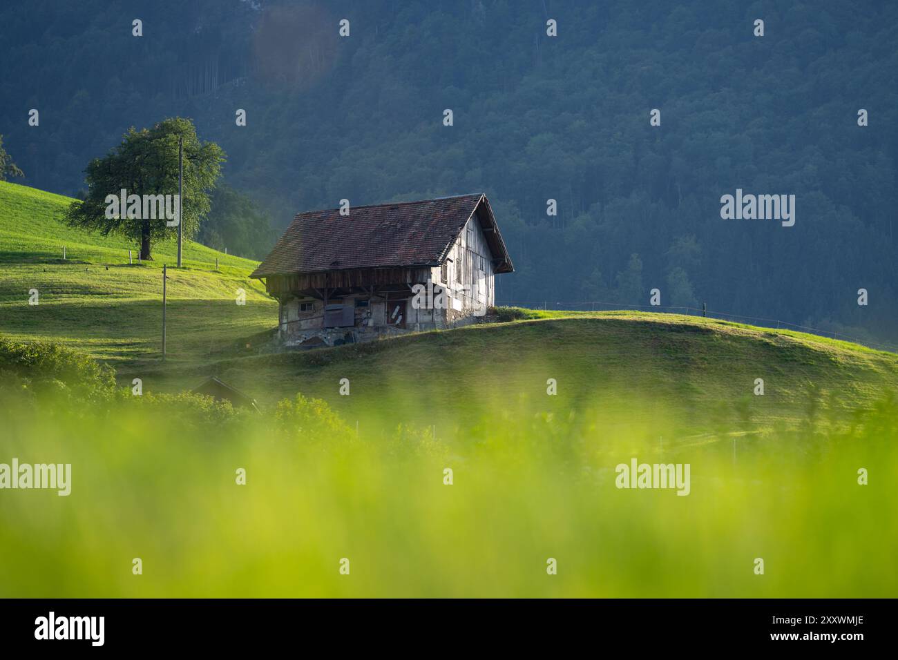 Village old vintage wooden house. Old House in the European Alps. Old ...