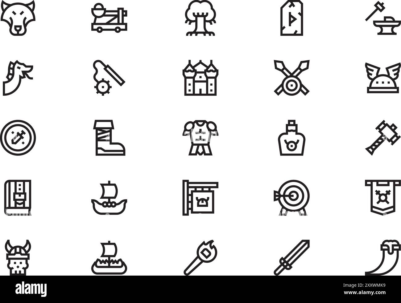 Viking icons collection is a vector illustration with editable stroke ...