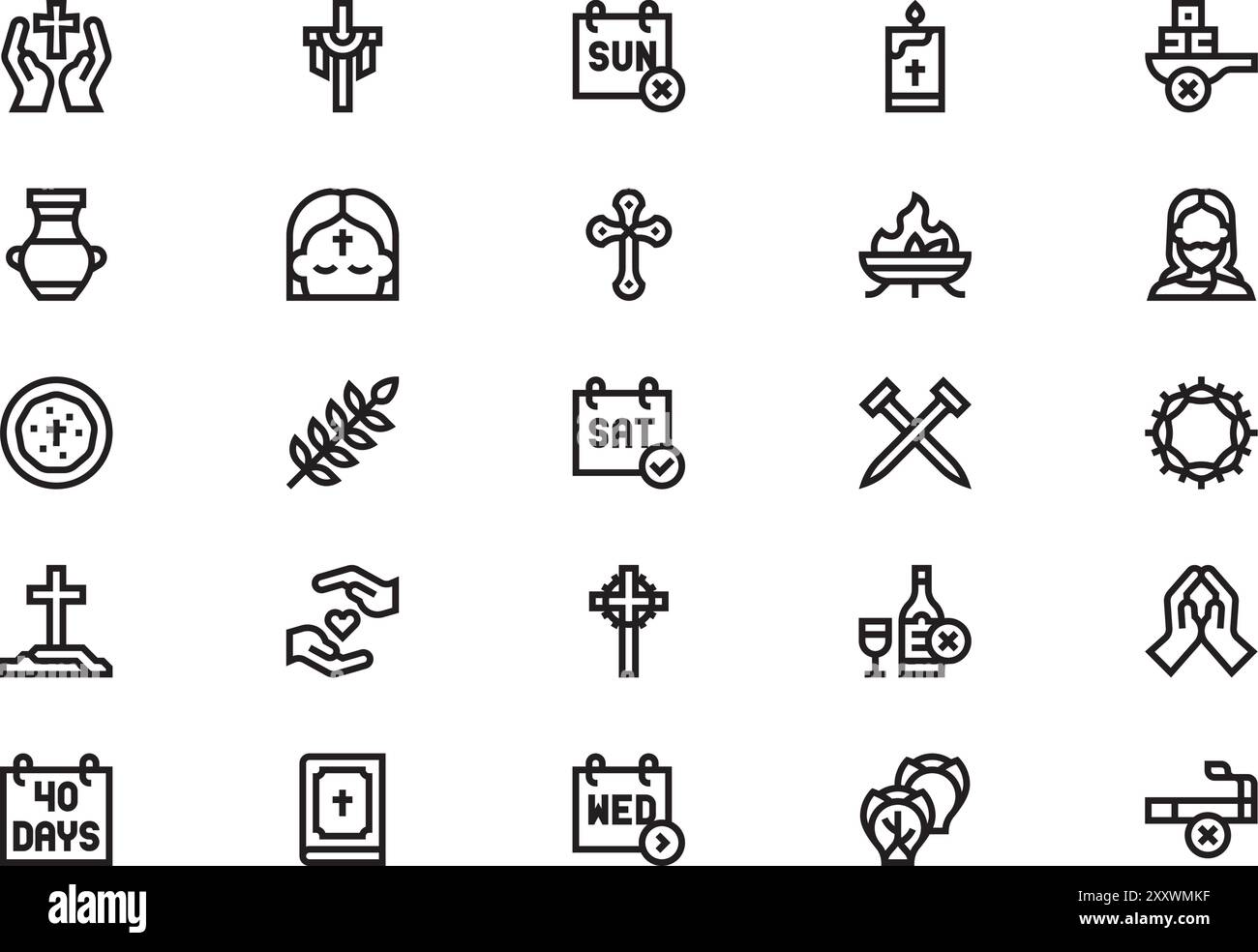 Lent icons collection is a vector illustration with editable stroke ...