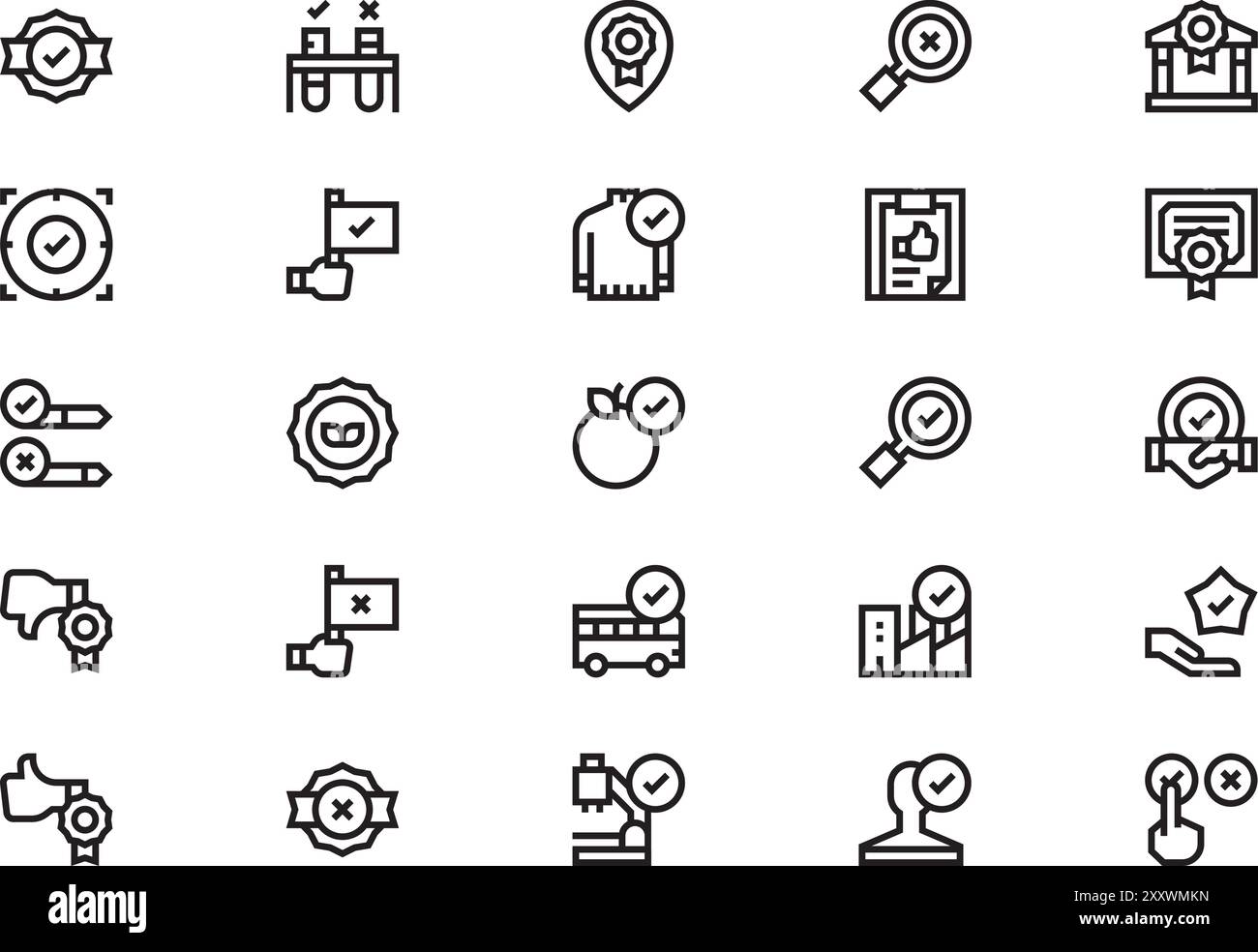 Quality control icons collection is a vector illustration with editable ...