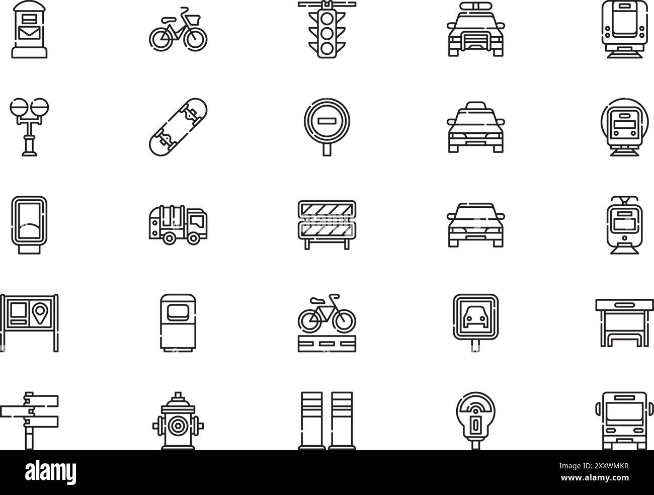 City life icons collection is a vector illustration with editable stroke Stock Vector Image ...