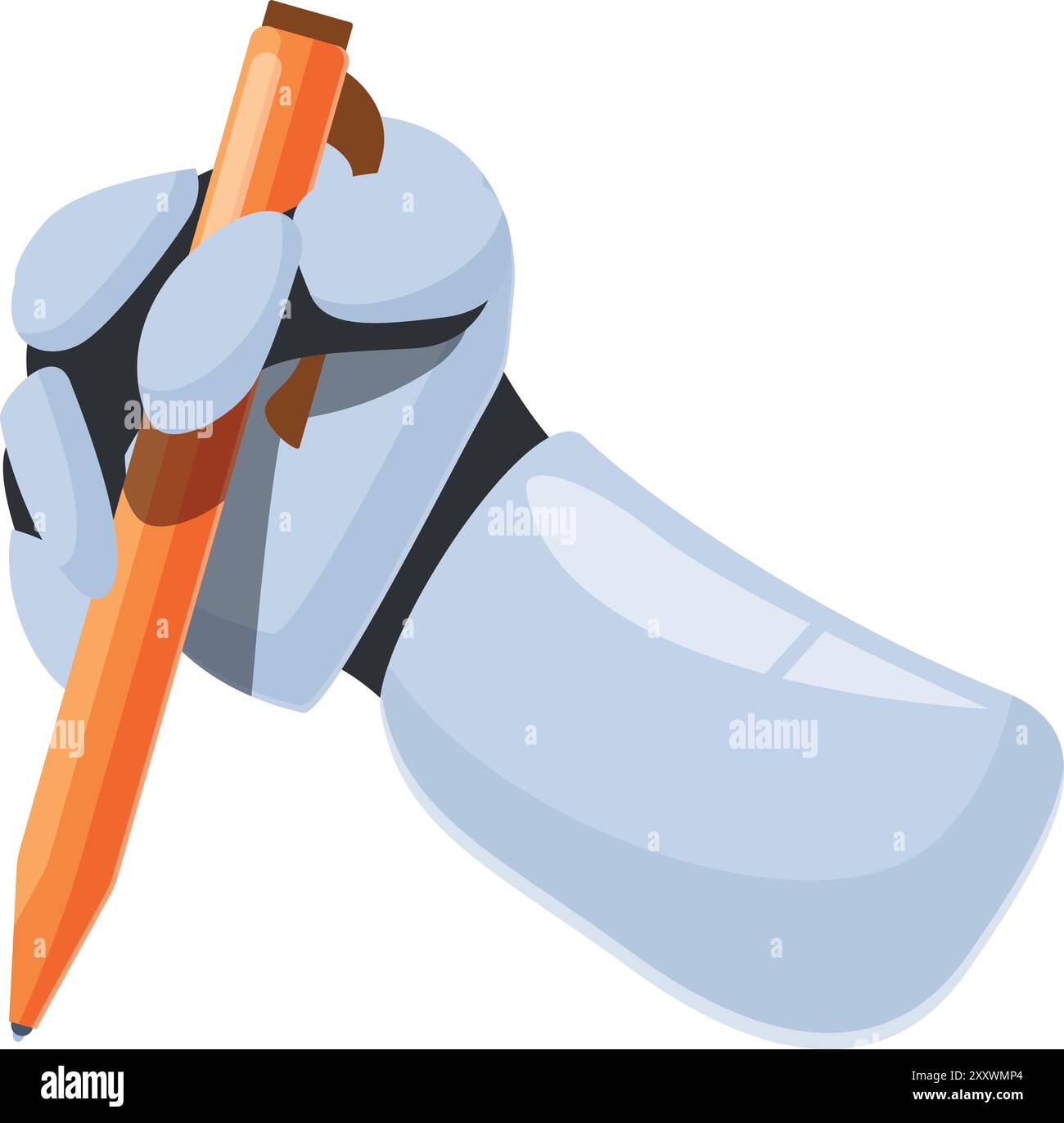 Robot hand holding pencil writing taking notes artificial intelligence ...
