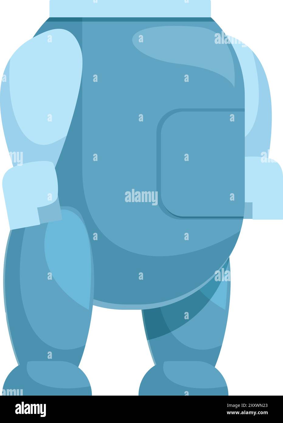 Blue robot standing still, futuristic cyborg concept illustration Stock ...