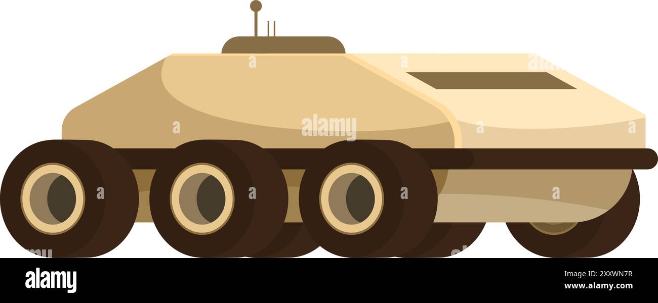 Large exploration rover vehicle moving on six wheels on a white ...