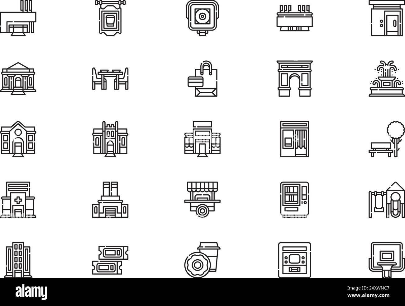 City life icons collection is a vector illustration with editable ...