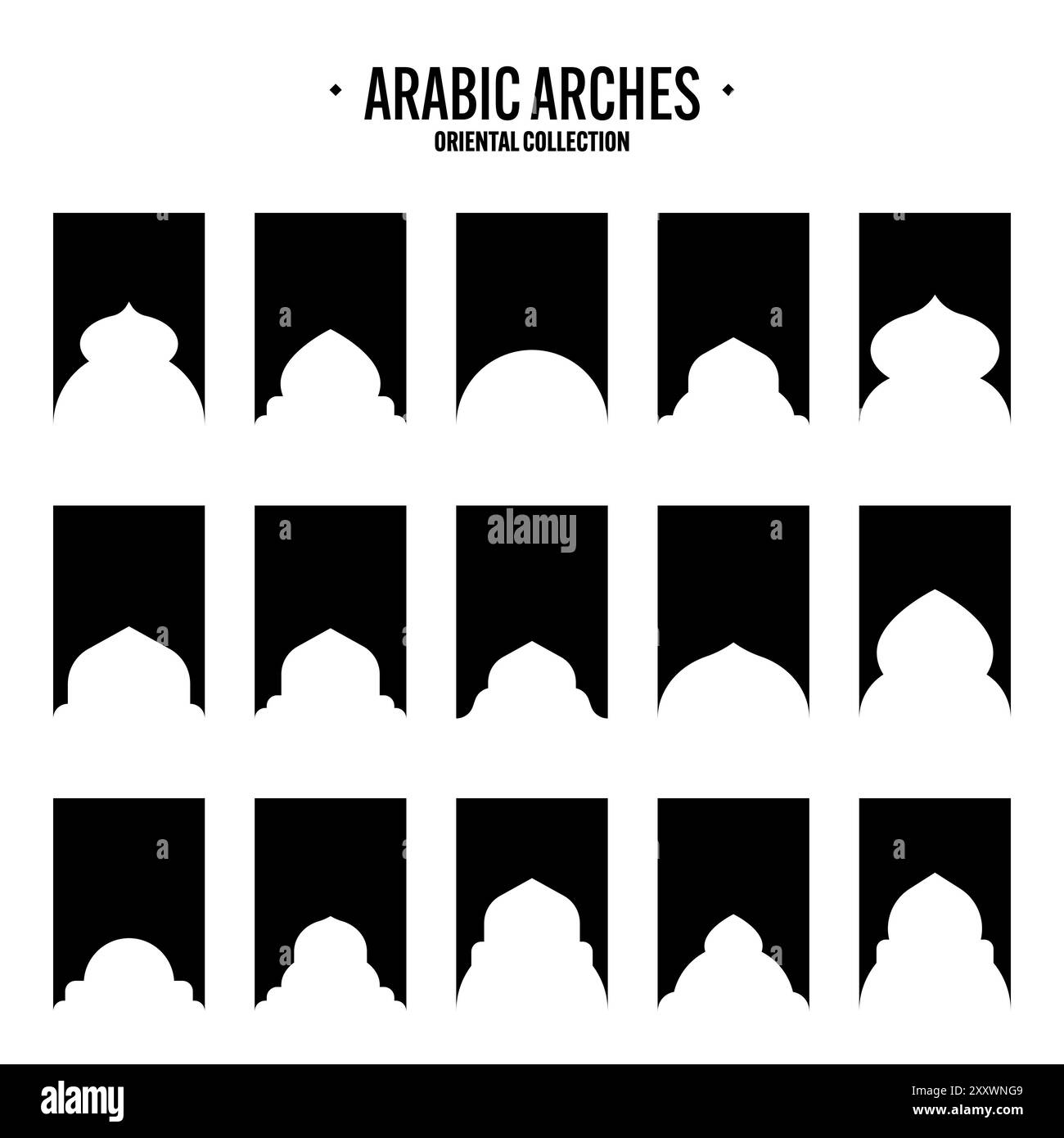 Islamic frames, oriental style objects. Arabic shapes, windows and ...
