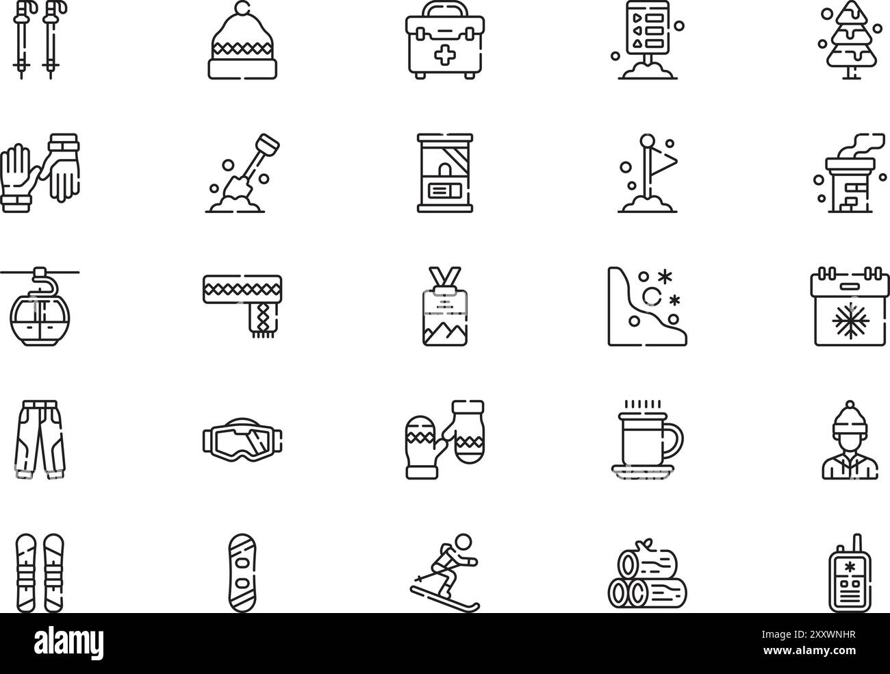 Ski resort icons collection is a vector illustration with editable stroke Stock Vector Image ...