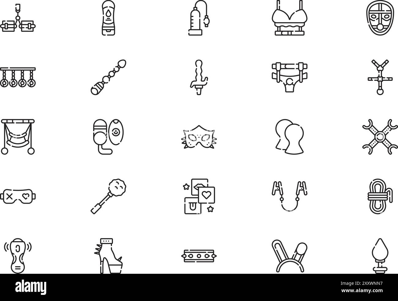 Bondage icons collection is a vector illustration with editable stroke ...