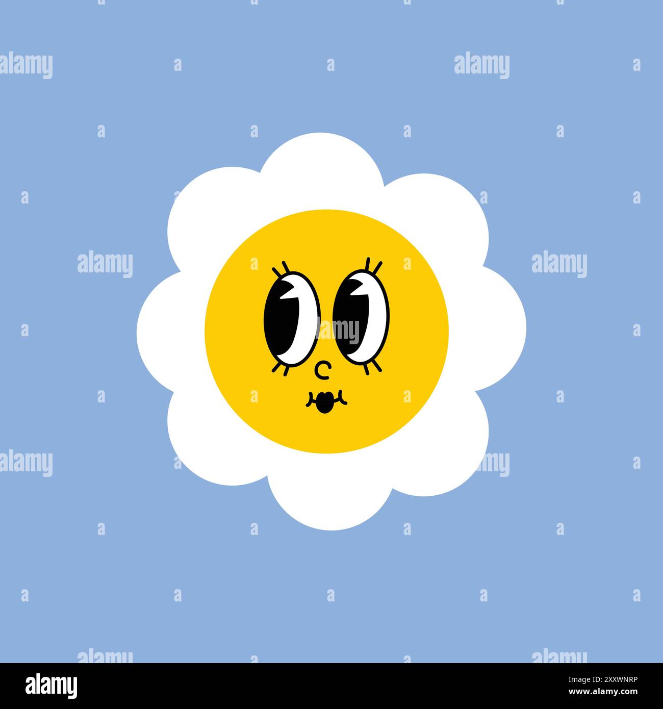 Daisy flower with cartoon funny smiling face, chamomile character. Cute ...
