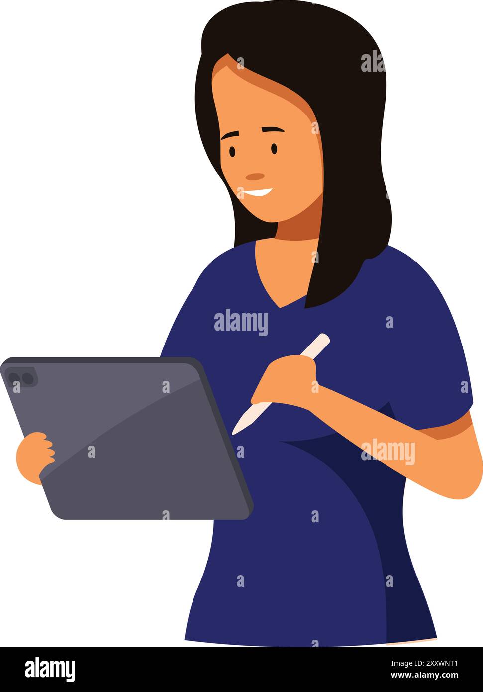 Smiling creative businesswoman tablet Stock Vector Images - Alamy
