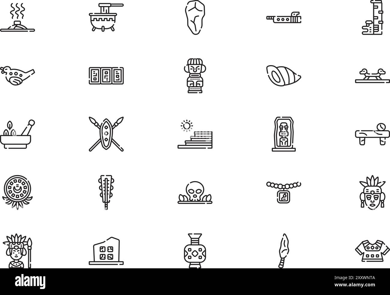 Mayan culture icons collection is a vector illustration with editable ...