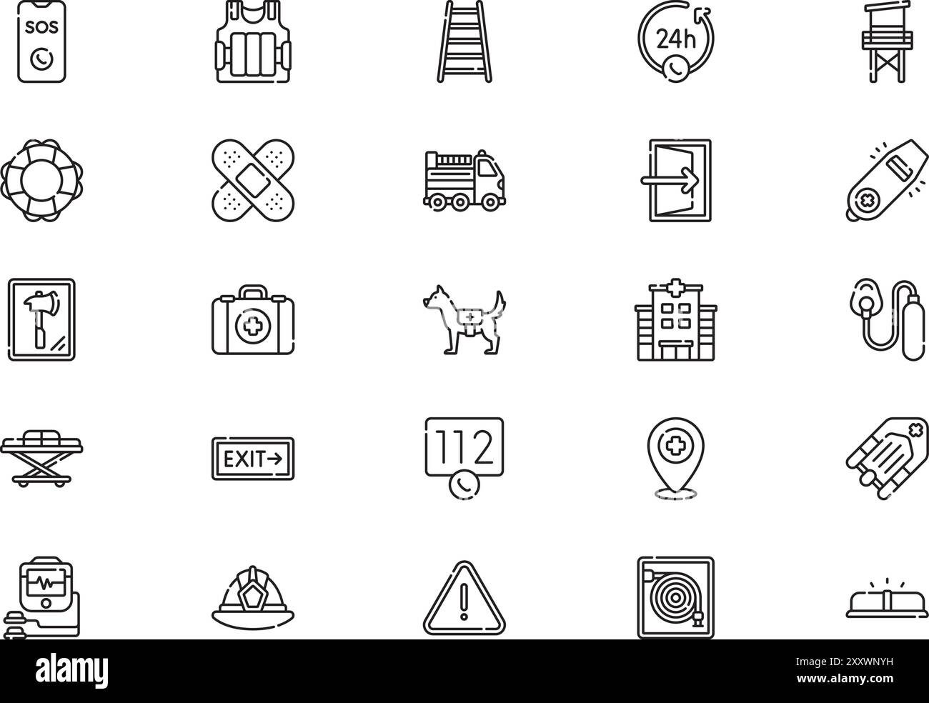 Emergency services icons collection is a vector illustration with ...