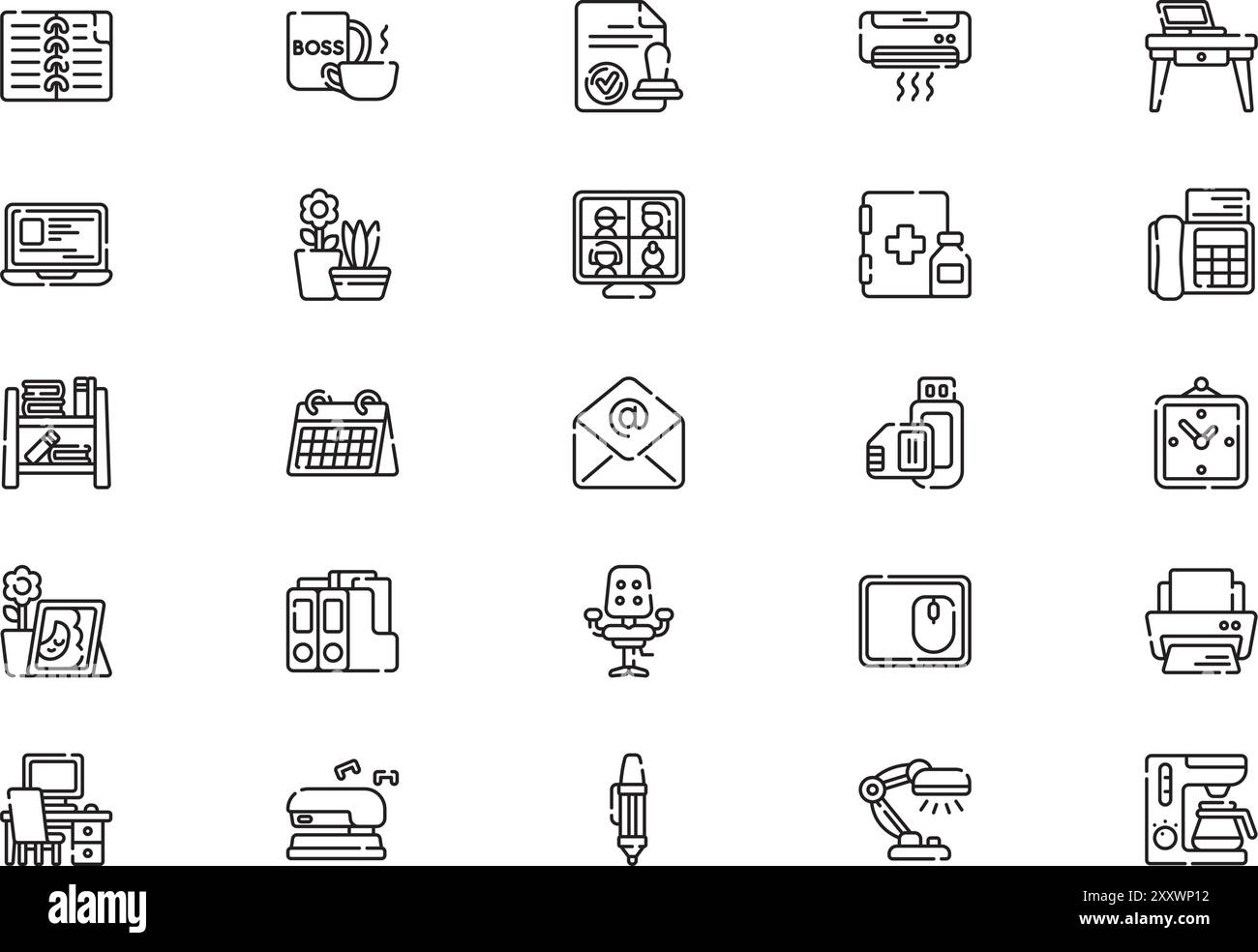 Workplace icons collection is a vector illustration with editable ...