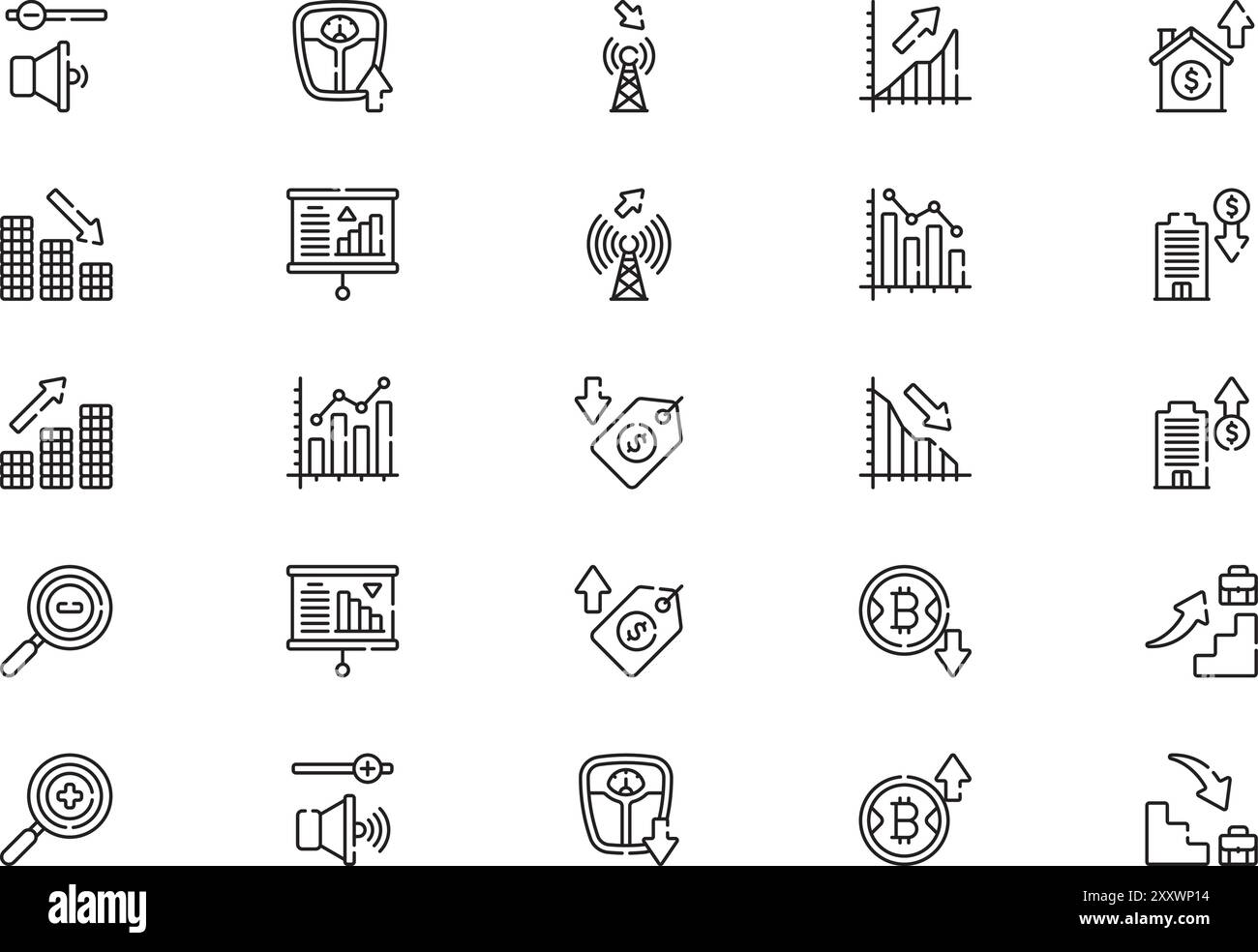Increase and decrease icons collection is a vector illustration with editable stroke Stock ...