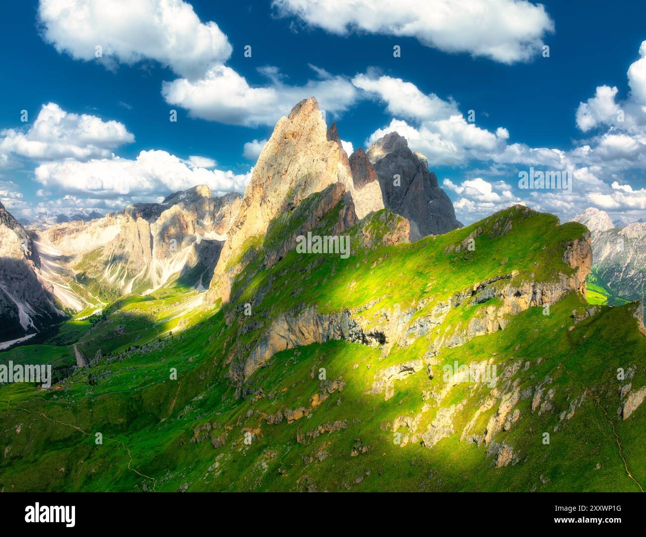 Aerial view seceda sunset hi-res stock photography and images - Alamy