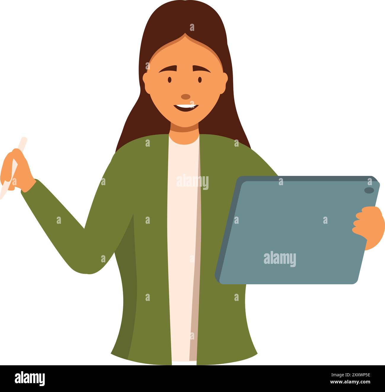Woman working isolated green screen Cut Out Stock Images & Pictures - Alamy