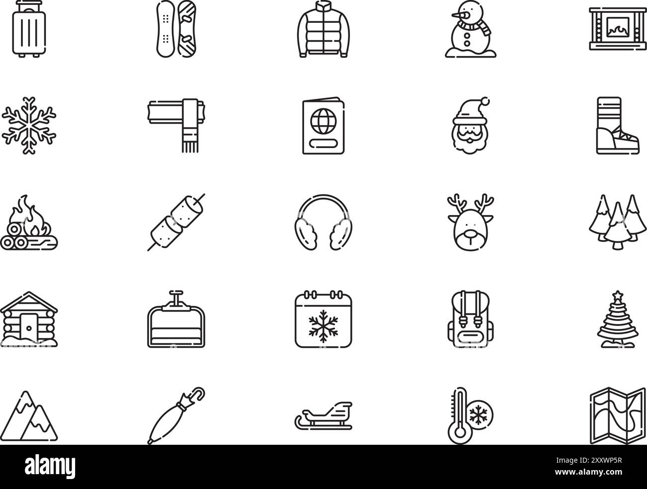 Winter travel icons collection is a vector illustration with editable ...