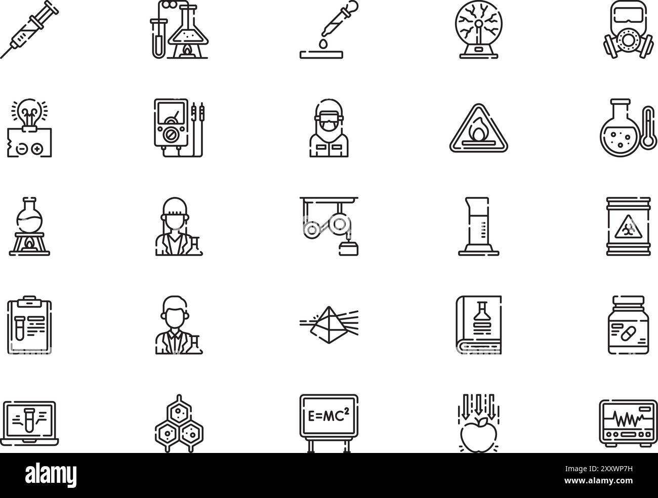 Science research icons collection is a vector illustration with editable stroke Stock Vector ...