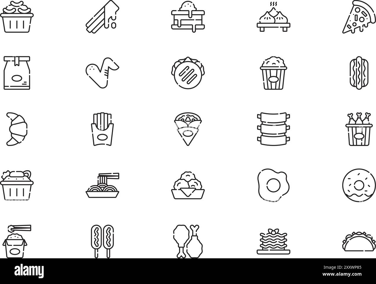 Fast food icons collection is a vector illustration with editable ...