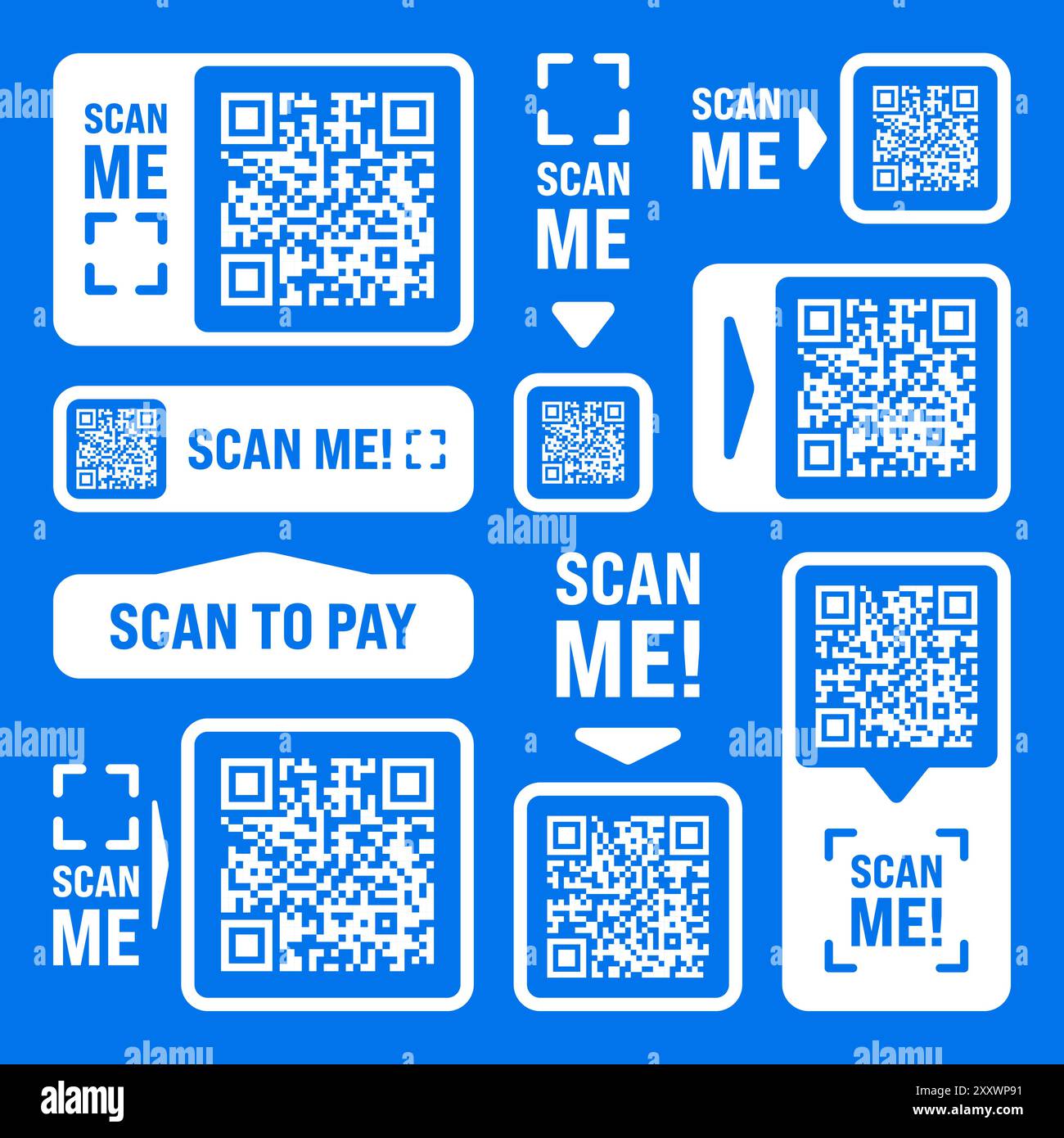 Scan me QR code sticker with text. Online payment. Special offer sale ...