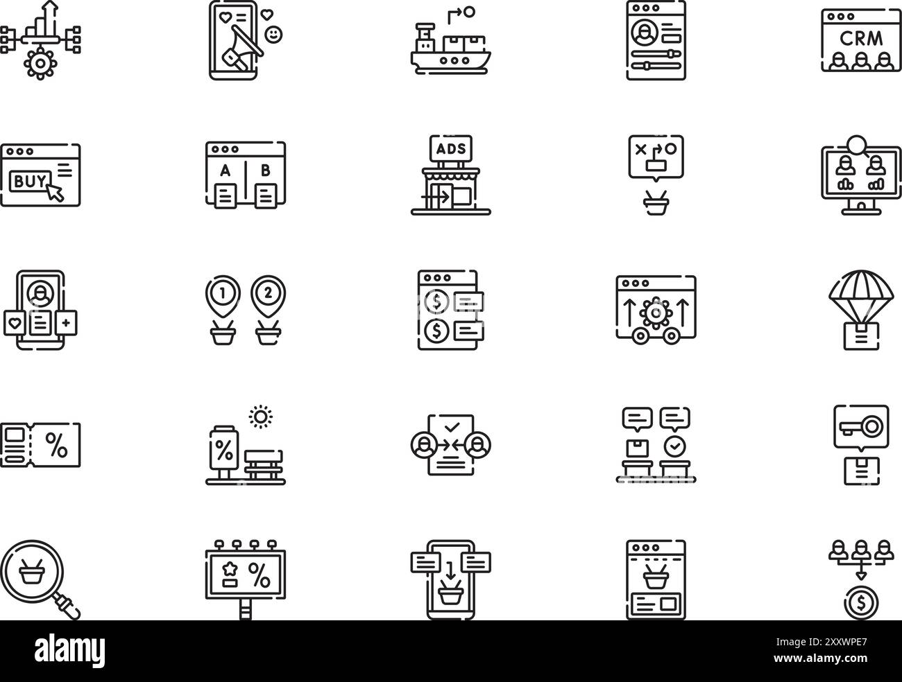 Marketing and growth icons collection is a vector illustration with ...